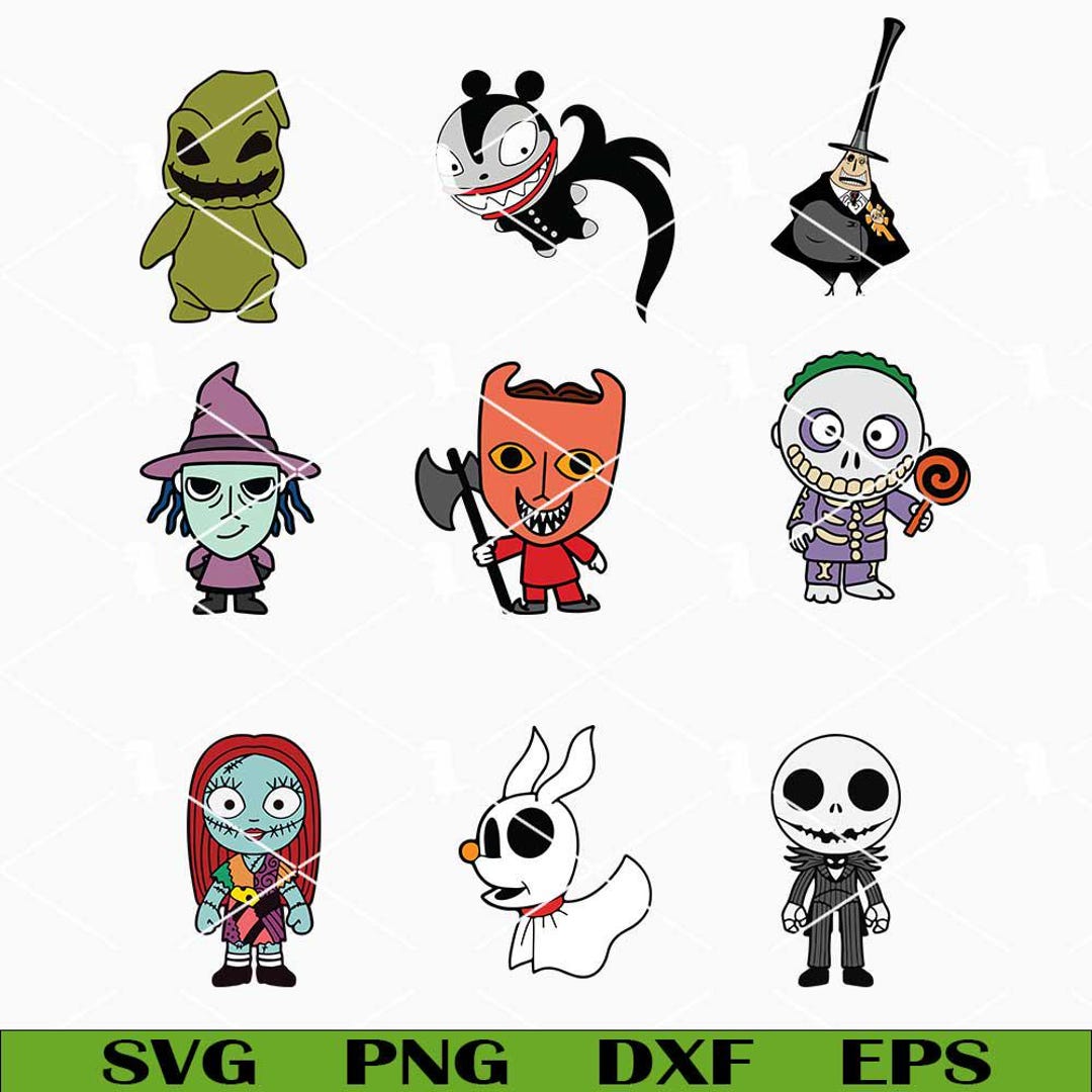 Halloween Nightmare Characters Svg Png Bundle, Spooky Season Svg ...