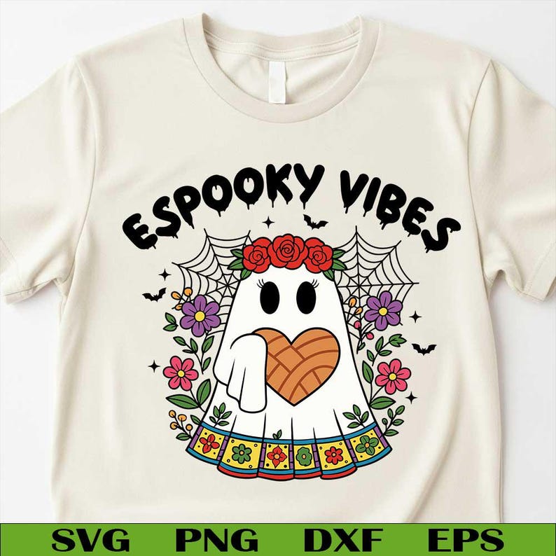 Espooky Vibes Svg Png, Mexican Halloween Svg, Concha Ghost Svg, Pan ...