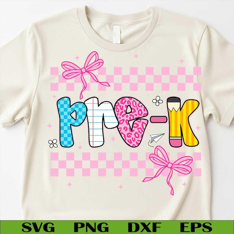 Pre-k Svg Png, Preppy Back to School Svg, First Day of School Bows Svg ...