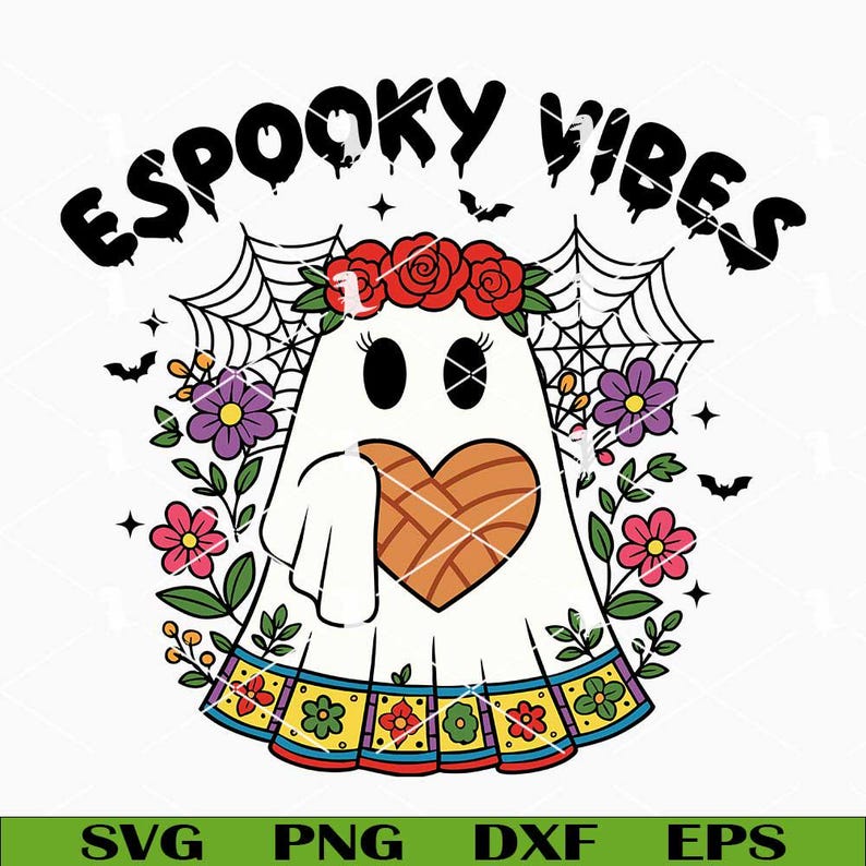 Espooky Vibes Svg Png, Mexican Halloween Svg, Concha Ghost Svg, Pan ...