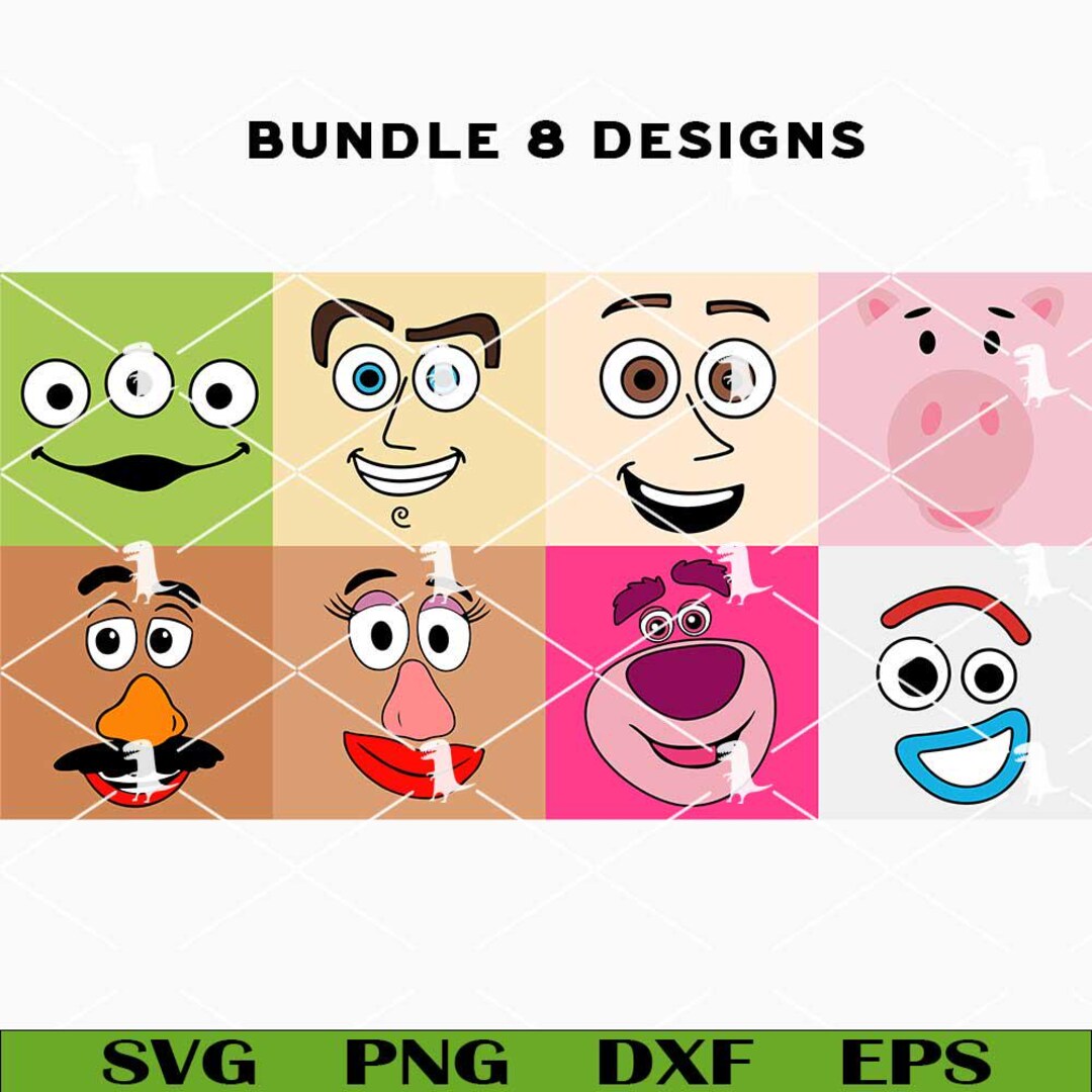Toy Friends Characters Face Svg Png Bundle, Cartoon Friends Svg, Family ...