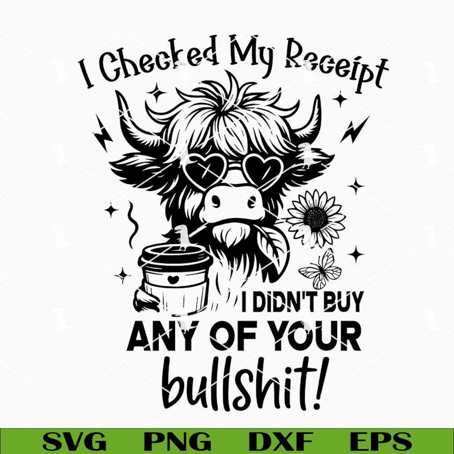 I Checked My Receipt Svg Png, Funny Highland Cow Svg, Adult Humor Svg ...