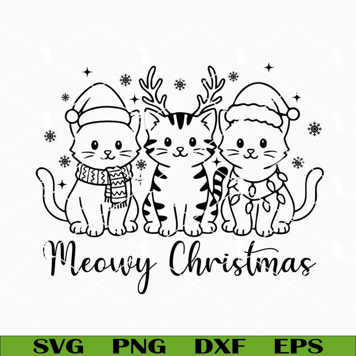 Meowy Christmas Svg Png, Christmas Cat Svg, Funny Cat Holiday Svg, Cat ...