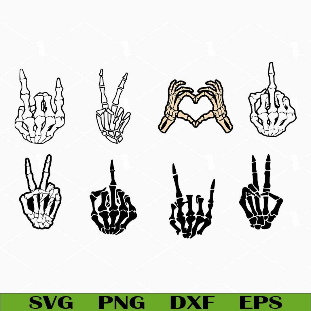 Skeleton Hands SVG Bundle, Skeleton Peace Sign Hand SVG, Skeleton ...