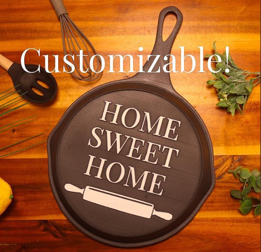 Custom Skillet Wall Décor | Personalized Kitchen Sign | Rustic Cast ...