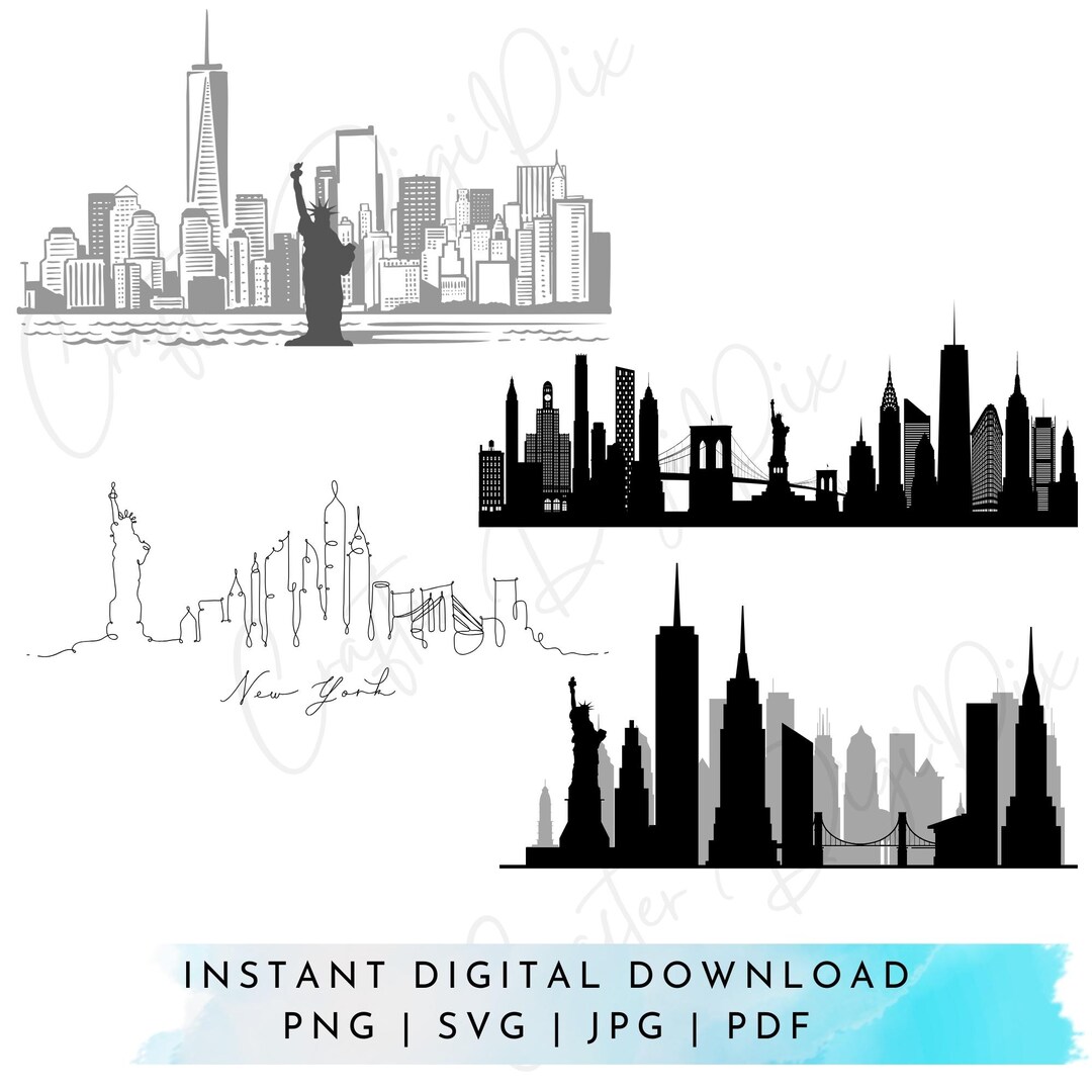 New York Skyline Digital Print City Skyline Instant Digital Download ...