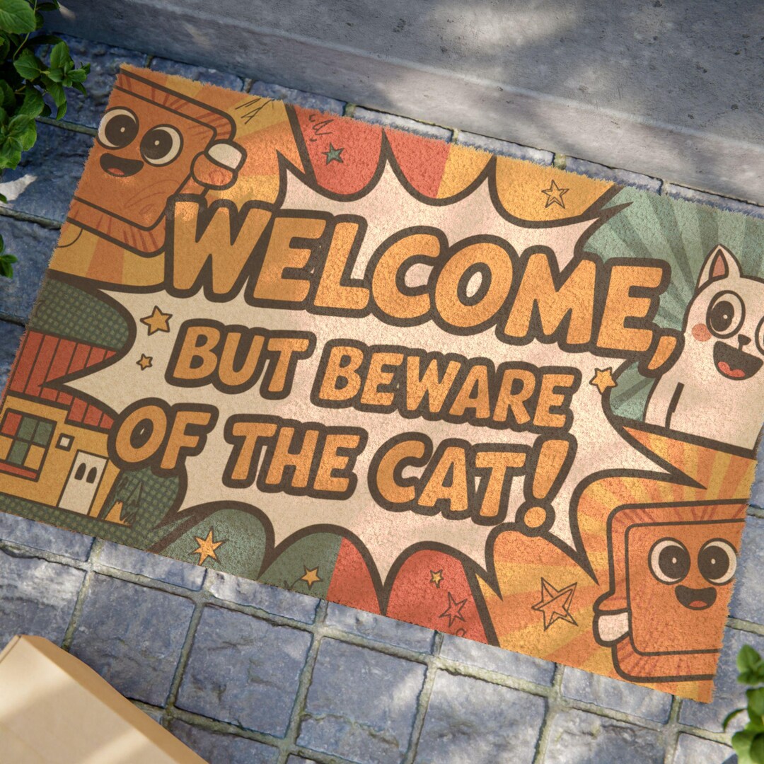 Funny Cat Doormat - Welcome but Beware of the Cat! | Home Décor, Cat ...
