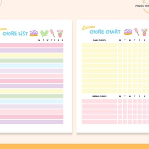 2025 Summer Planner Kids Chore Chart Template Reading Log Printable ...