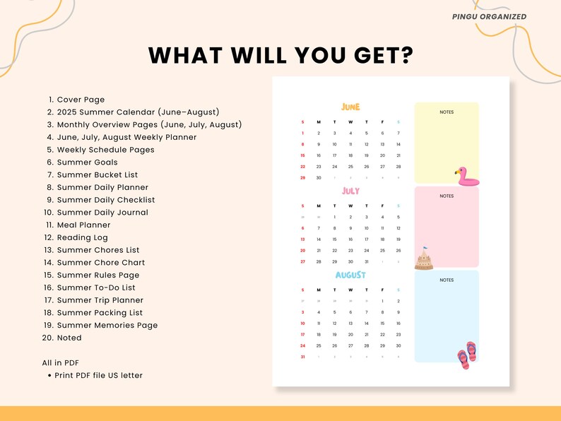 2025 Summer Planner Kids Chore Chart Template Reading Log Printable ...
