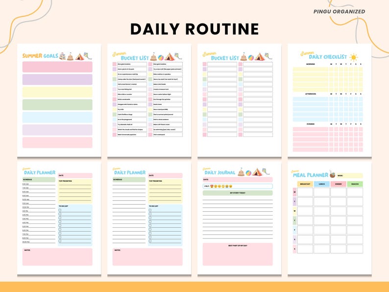 2025 Summer Planner Kids Chore Chart Template Reading Log Printable ...