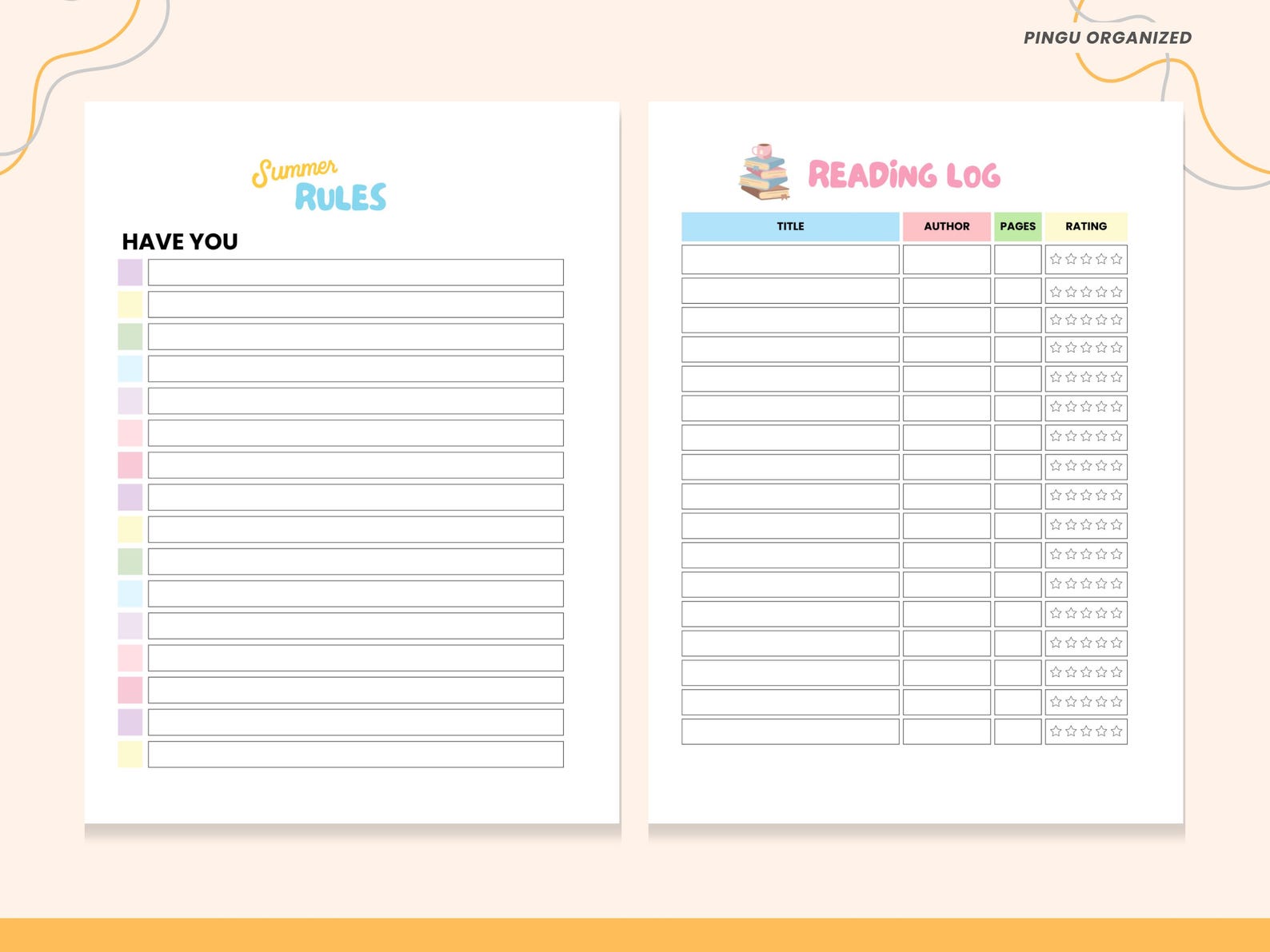 2025 Summer Planner Kids Chore Chart Template Reading Log Printable ...