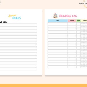 2025 Summer Planner Kids Chore Chart Template Reading Log Printable ...