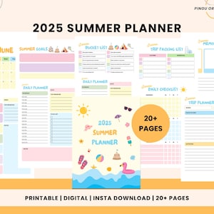 2025 Summer Planner Kids Chore Chart Template Reading Log Printable ...