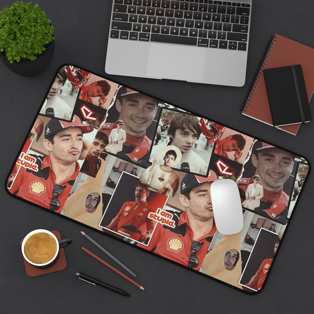 Desk Mat, Charles Leclerc Ferrari F1 Driver Funny Moments Desk Pad ...