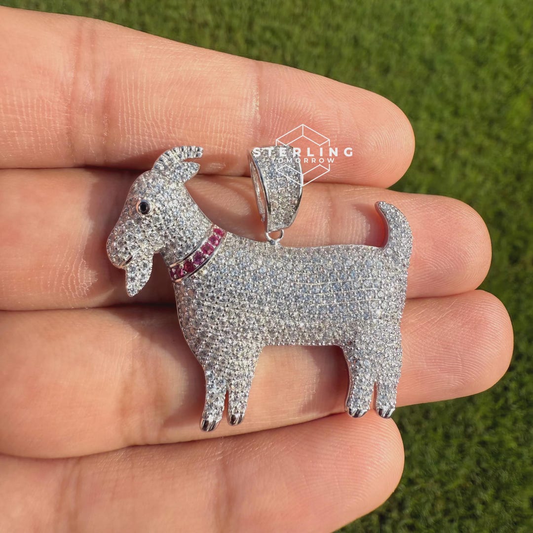Goat Pendant Iced Out CZ Diamonds 925 Sterling Silver Jewelry Charm ...
