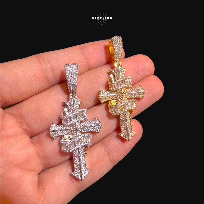 14k Hip Hop Cross - Etsy