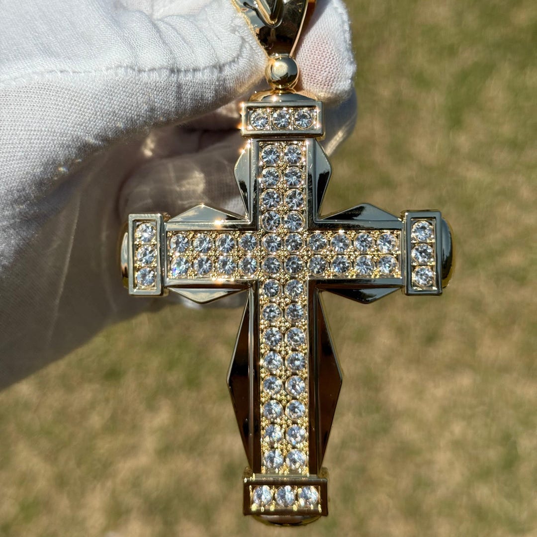 Gothic Gold Tone Cross Iced Out With 5mm Rope Chain - Etsy