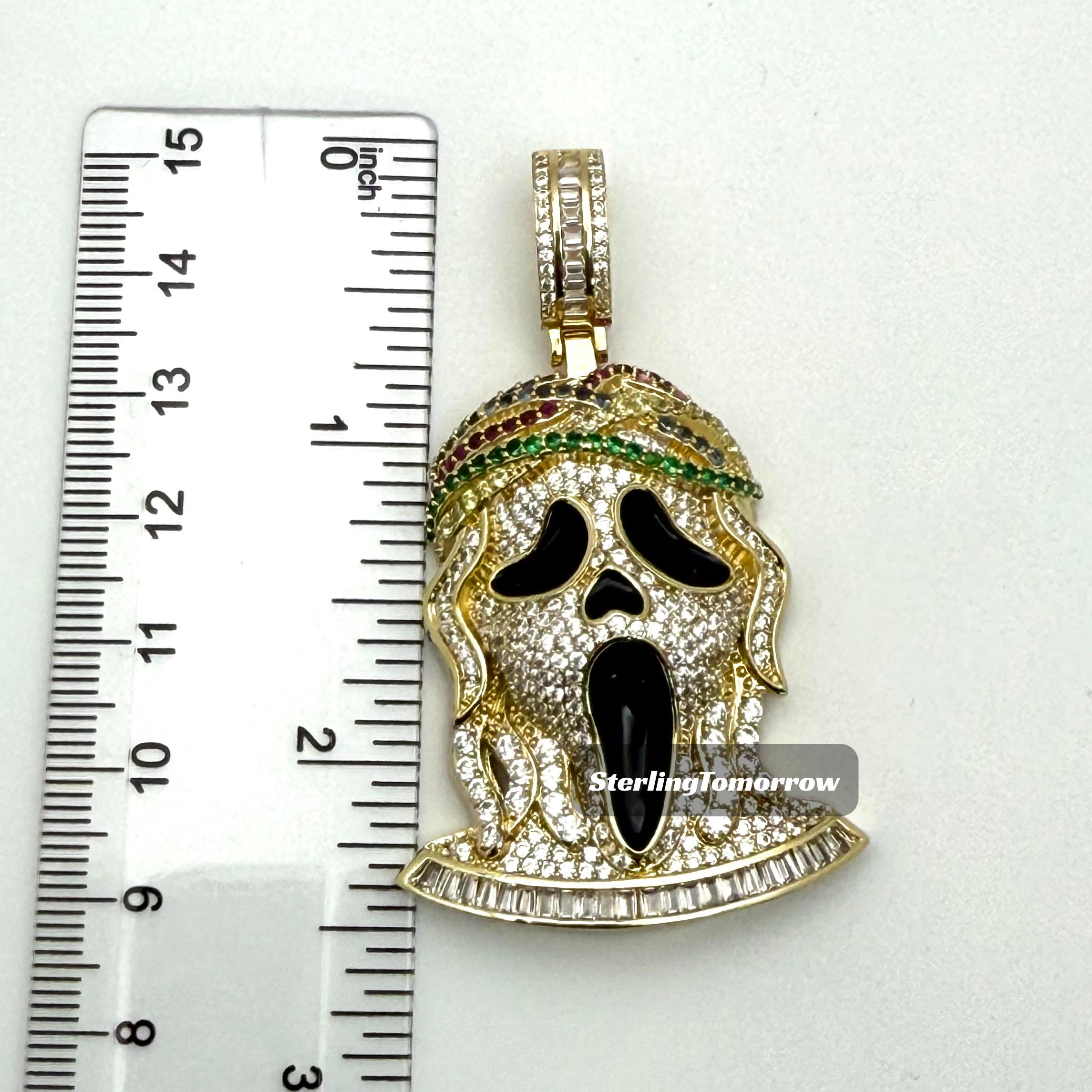 14k Gold Plated Iced Out CZ Ghost Horror Mask Pendant Custom Hip Hop ...