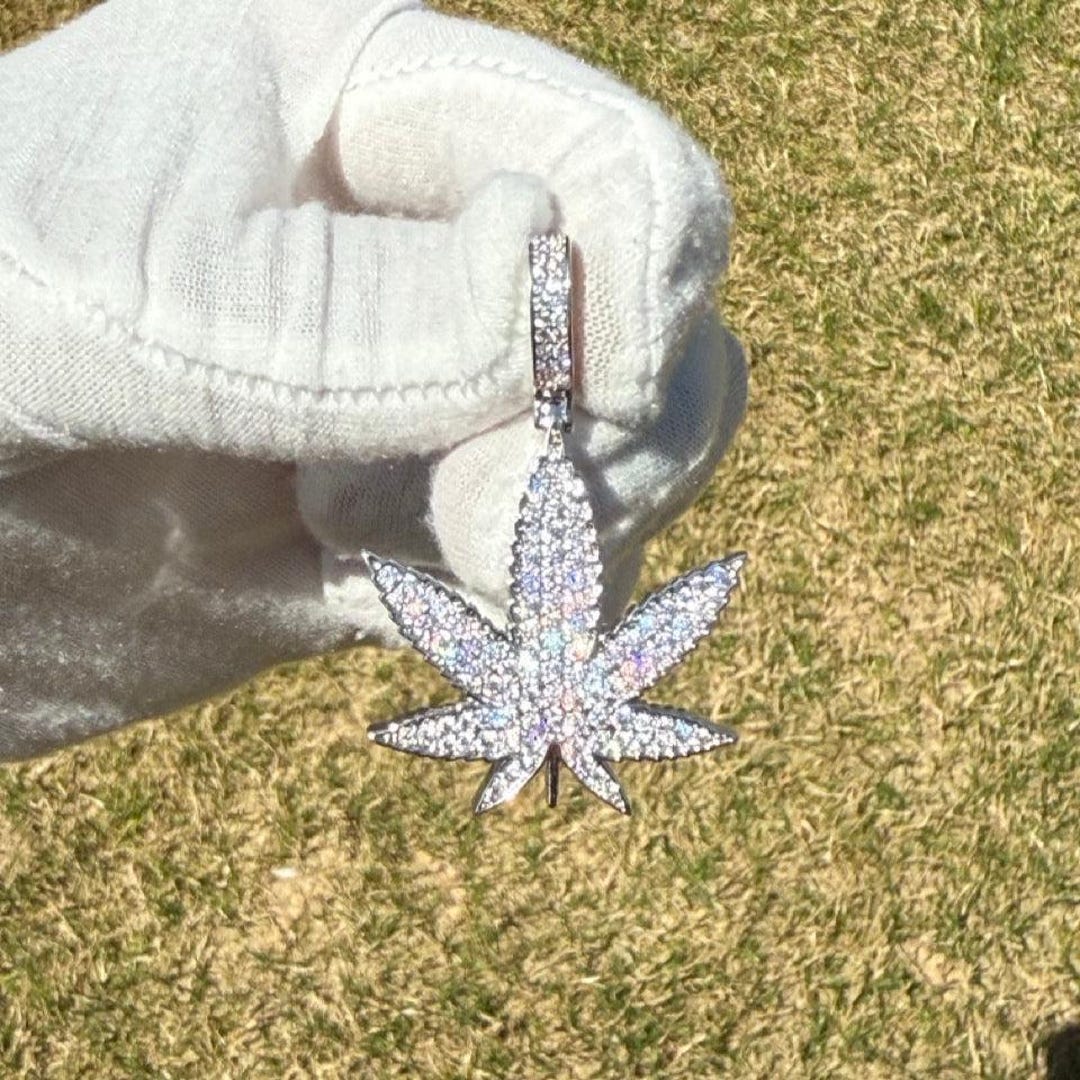 Marijuana Iced Out Silver Tone Pendant With Rope Chain - Etsy
