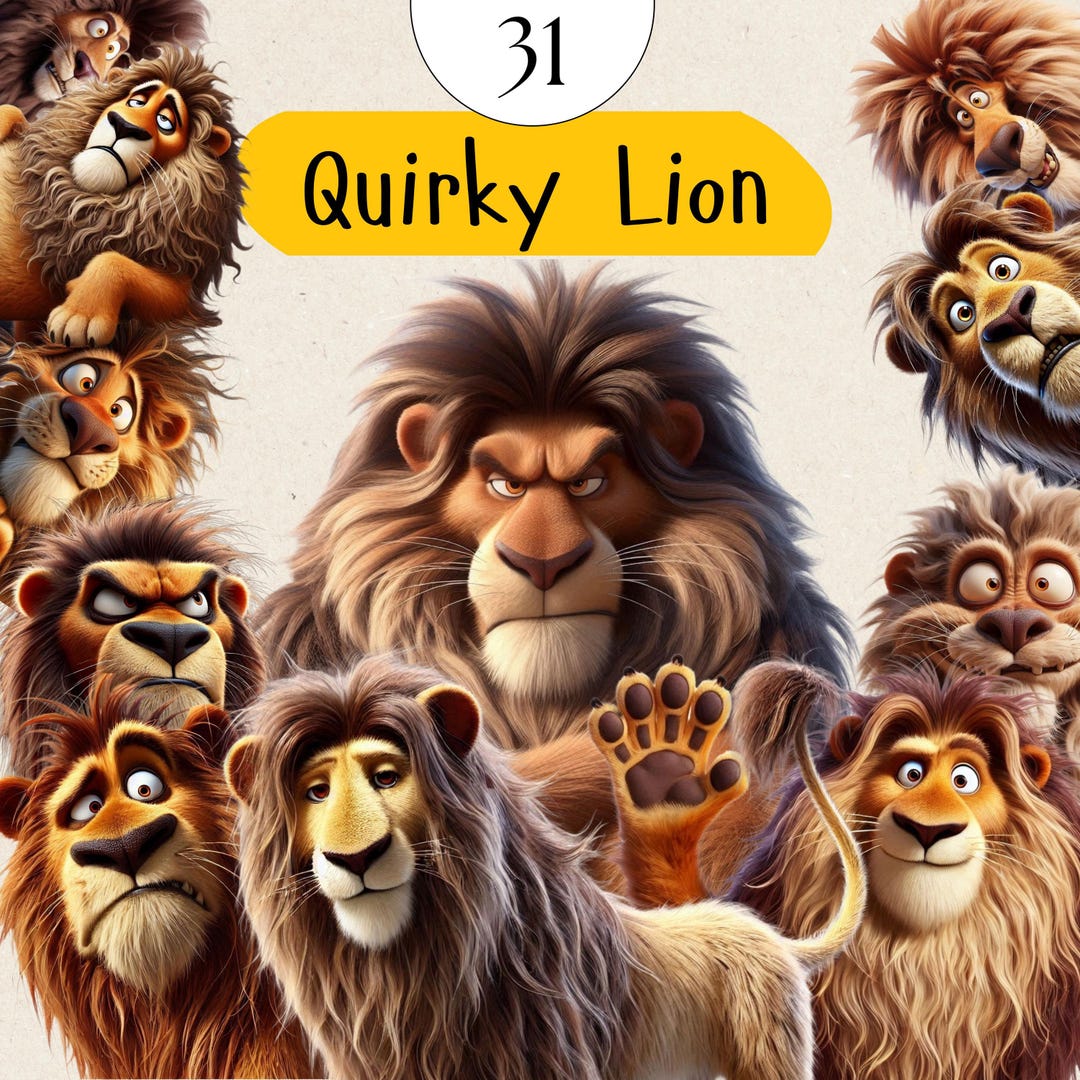 31 Quirky Lions Clipart PNG Funny Lion Illustrations High-quality ...