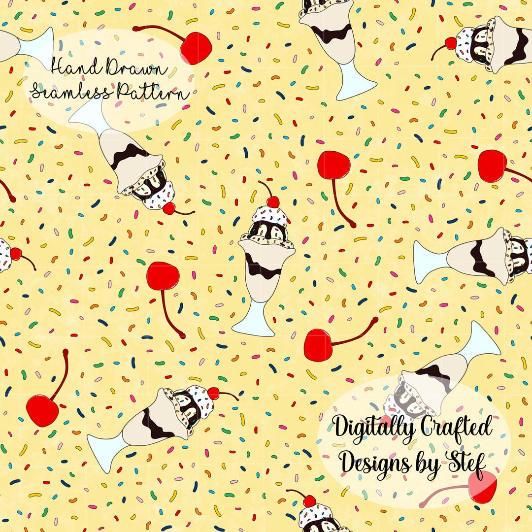 Sundae Fundae 300 DPI PNG Seamless Digital File. - Etsy