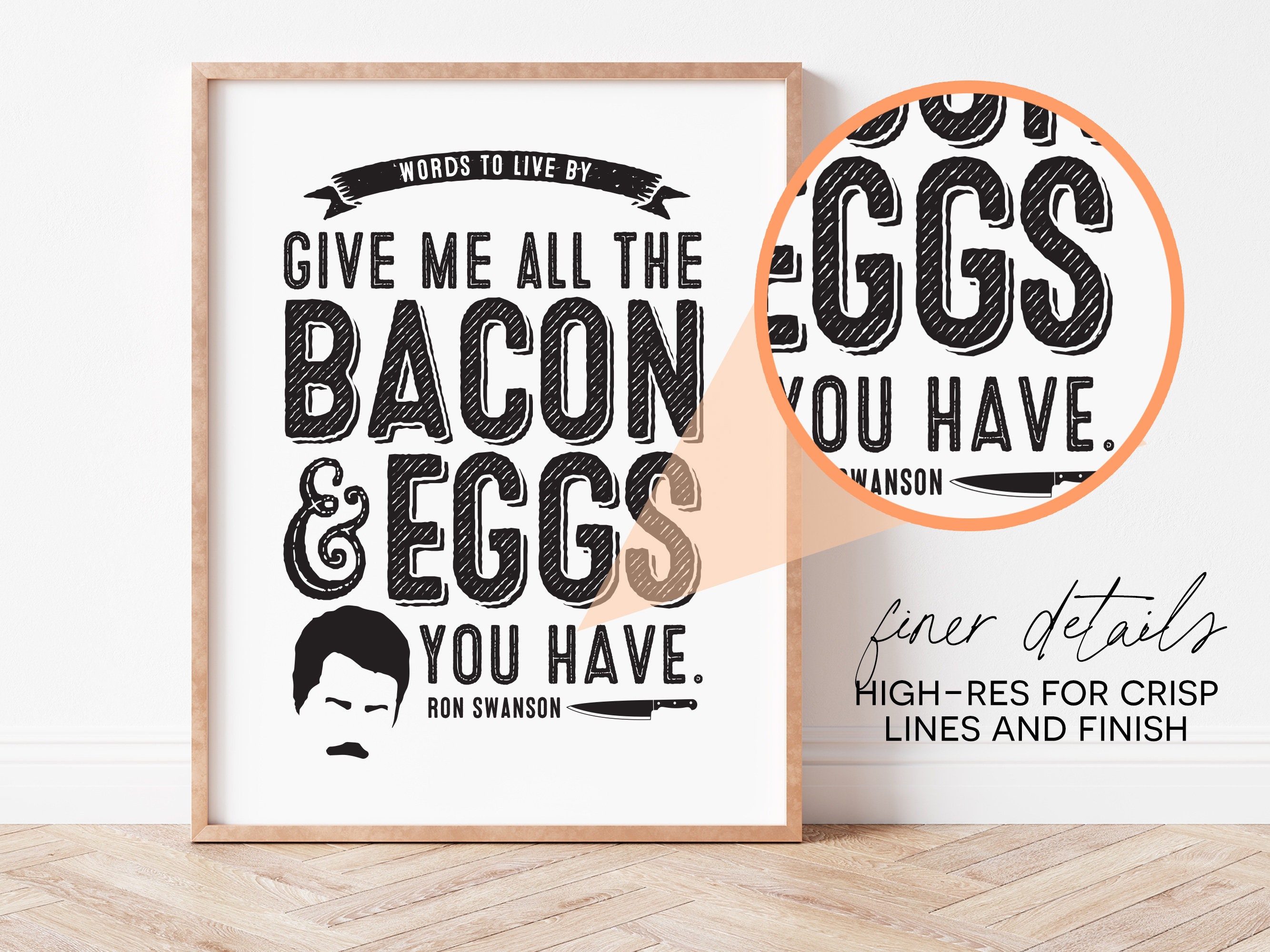 Ron Swanson Bacon and Eggs Quote Art Print Parks & - Etsy Australia