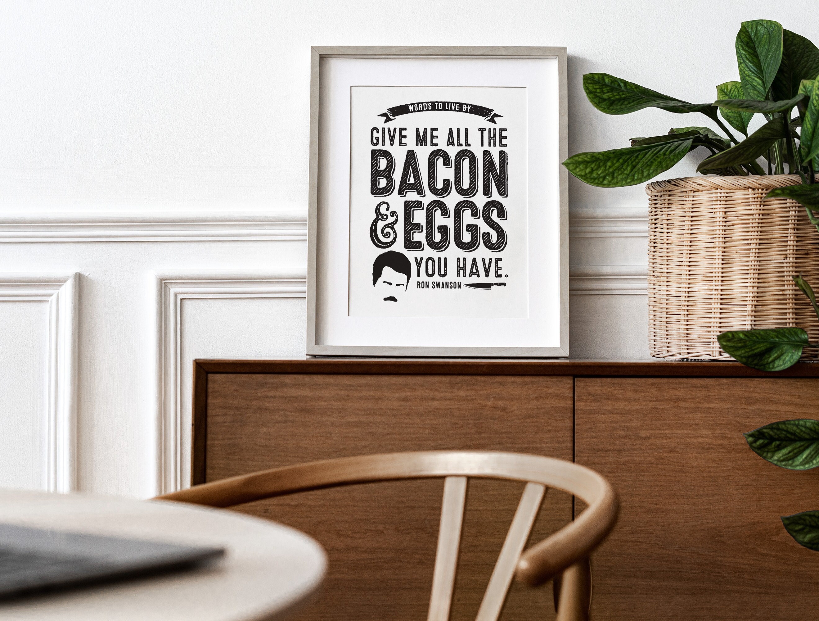 Ron Swanson Bacon and Eggs Quote Art Print Parks & Recreation TV Quote ...