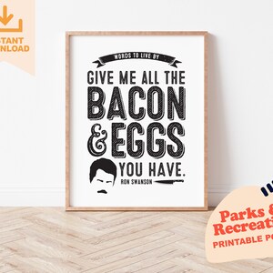 Ron Swanson Bacon and Eggs Quote Art Print Parks & Recreation TV Quote ...
