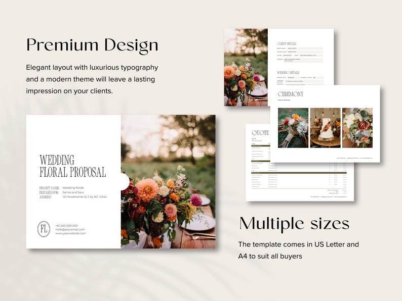 Editable Florist Proposal Template | Wedding & Event Pricing (canva ...