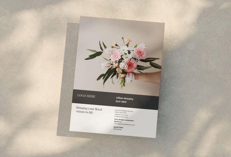 Editable Florist Quote Template, Canva Invoice Design (digital Download ...