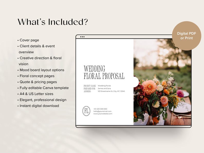 Editable Florist Proposal Template | Wedding & Event Pricing (canva ...
