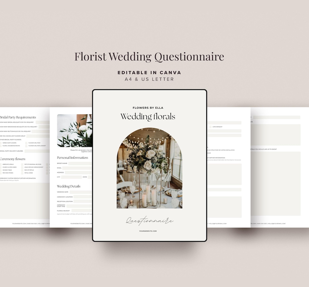 Wedding Florist Inquiry Form Template – Client Intake Questionnaire ...