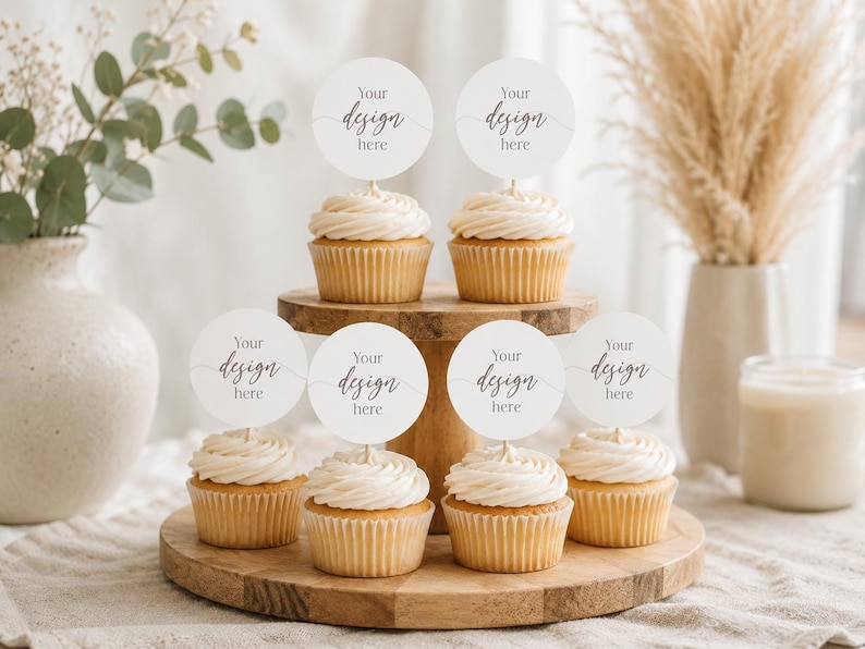 Cupcake Topper Canva Template | Editable Cake Display | Minimal Product ...
