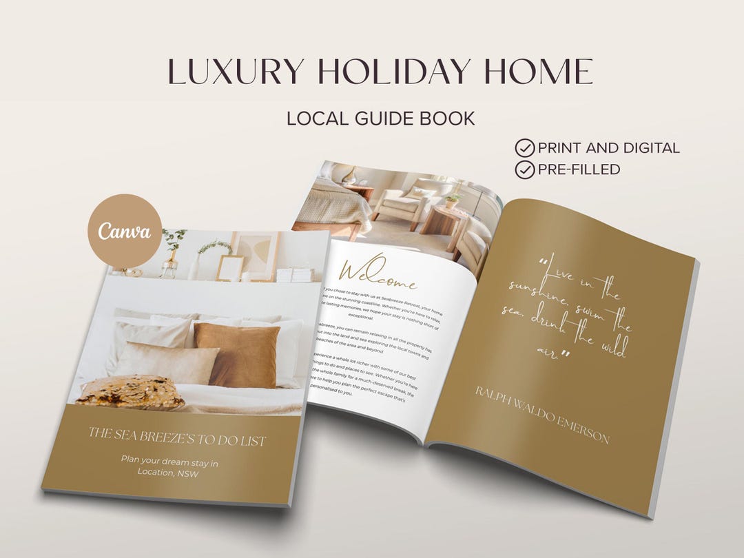 Luxury Airbnb Local Guide Premium Coastal Canva Template Local Guide ...
