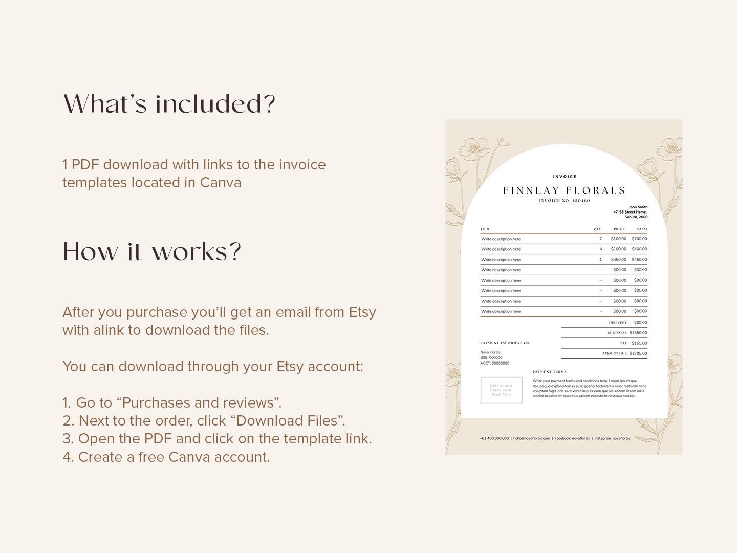 Editable Florist Invoice Template | Professional Canva Invoice Design ...