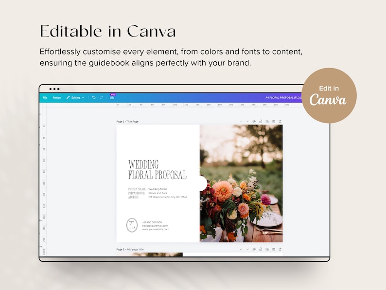 Editable Florist Proposal Template | Wedding & Event Pricing (canva ...
