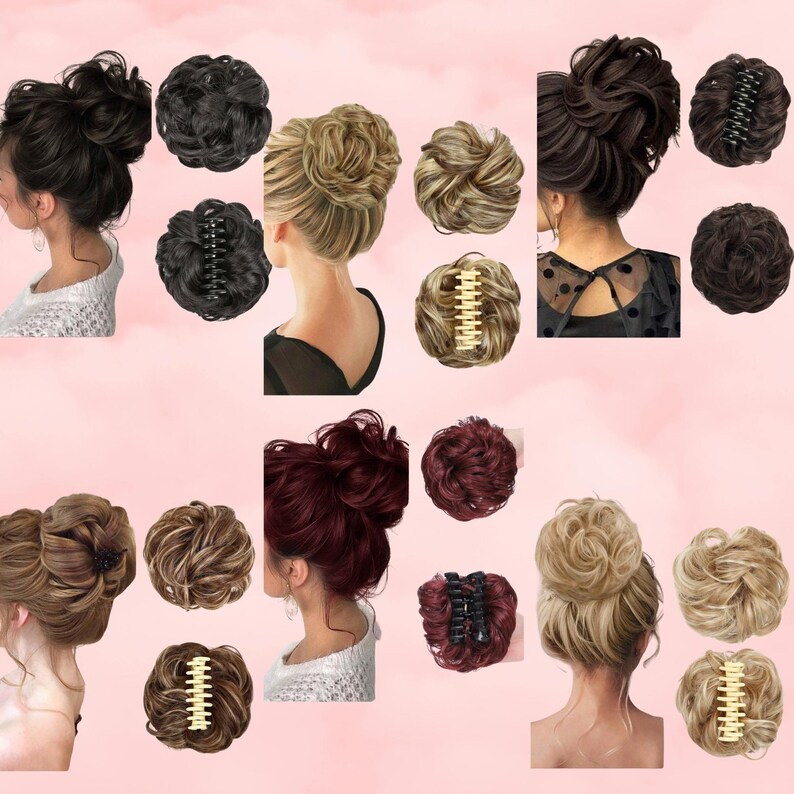 Messy Hair Bun Extension, Messy Bun Hair Piece, Hair Updo, Fake Hair ...