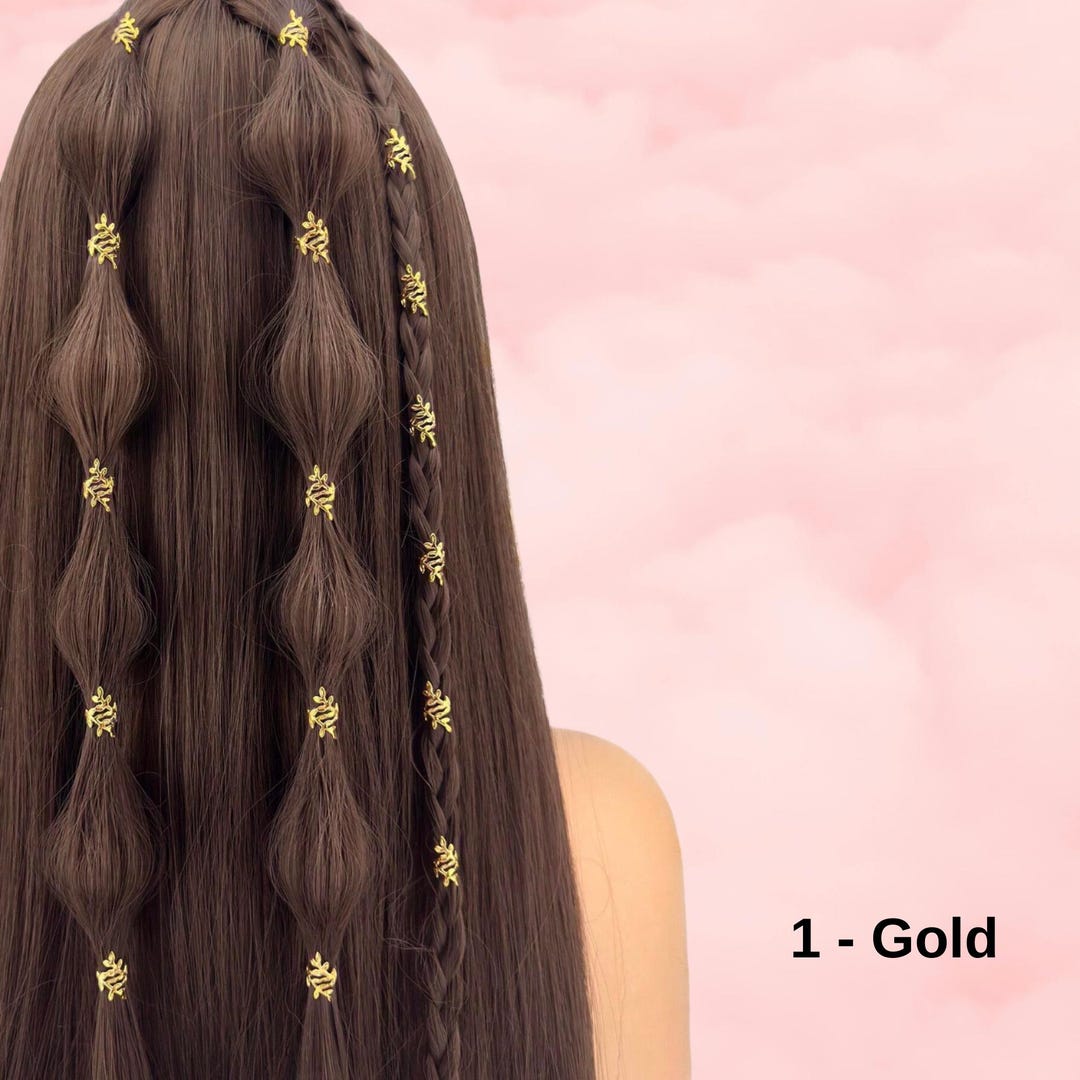 40pcs Vine Leaf Shaped Alloy Hair Braids Rings, Hair Barrettes for ...