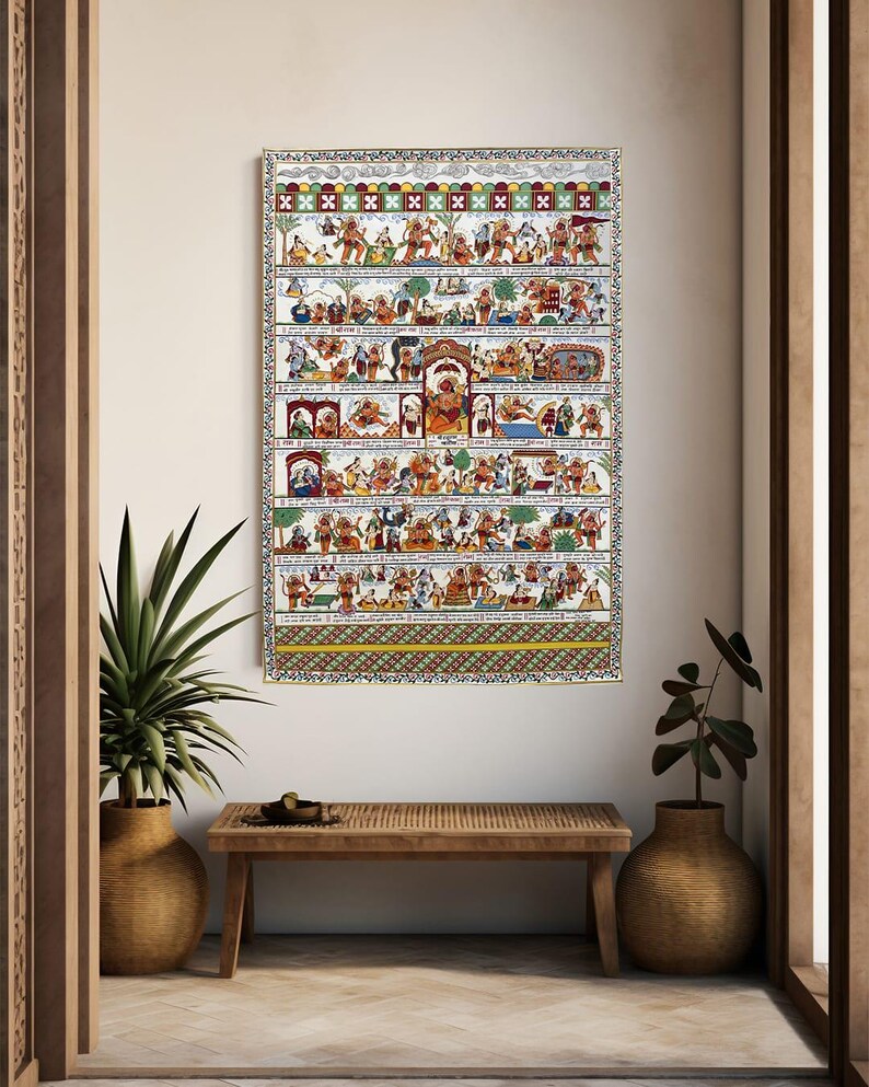 Hanuman Chalisa Painting Handpainted Detailed Phad Style Artwork on ...