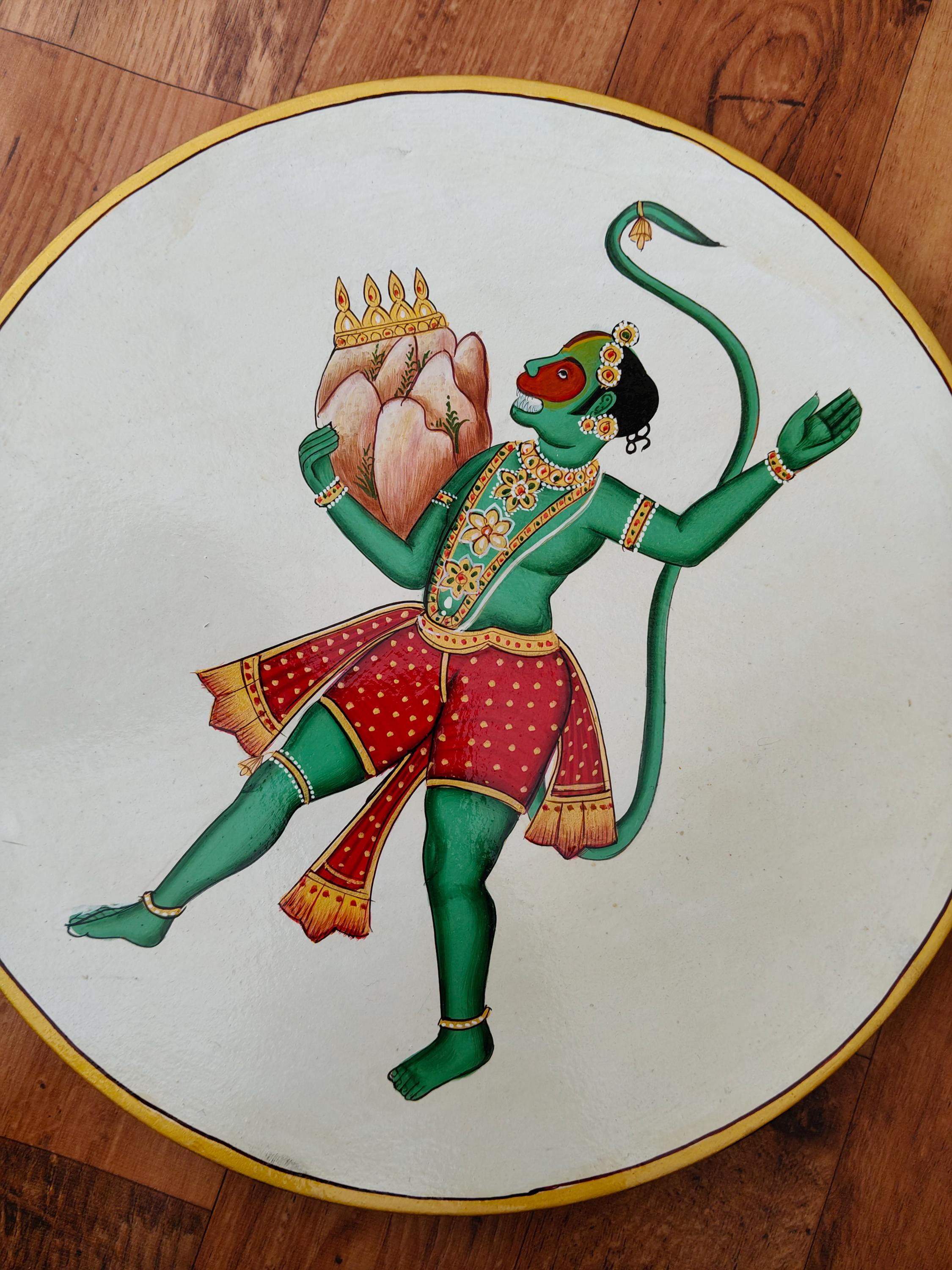 Painting of Lord Hanuman Hand Painted Artwork on Wooden Wall Hanging ...