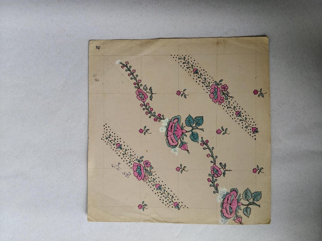 Vintage Old Handmade Paper Designs Floral Artwork - Etsy