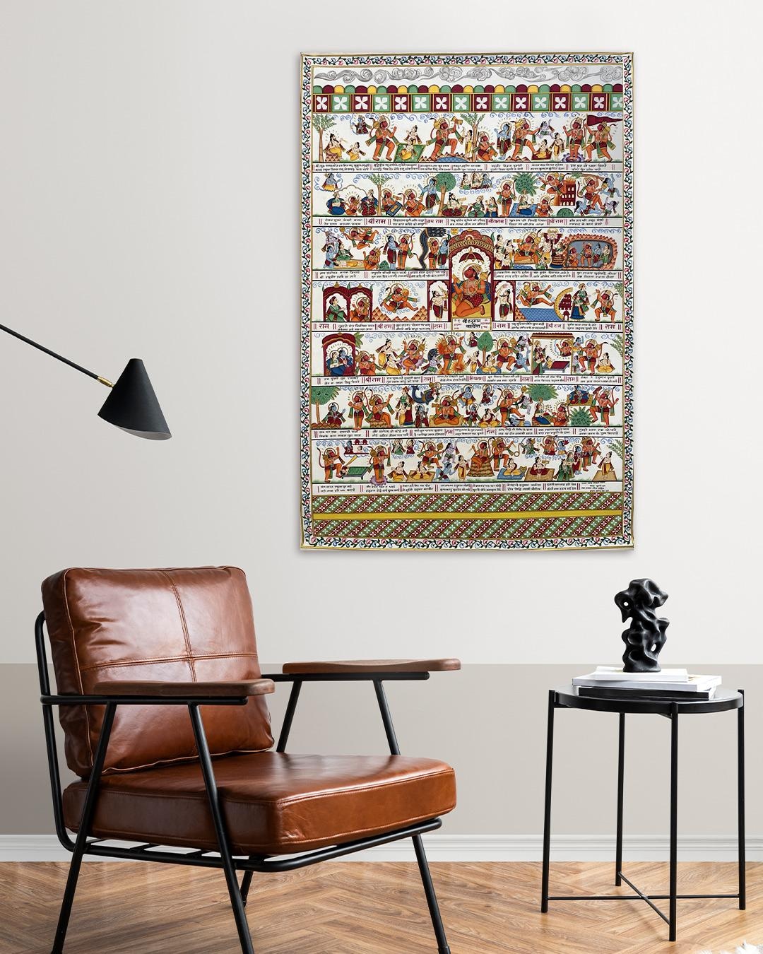 Hanuman Chalisa Painting Handpainted Detailed Phad Style Artwork on ...