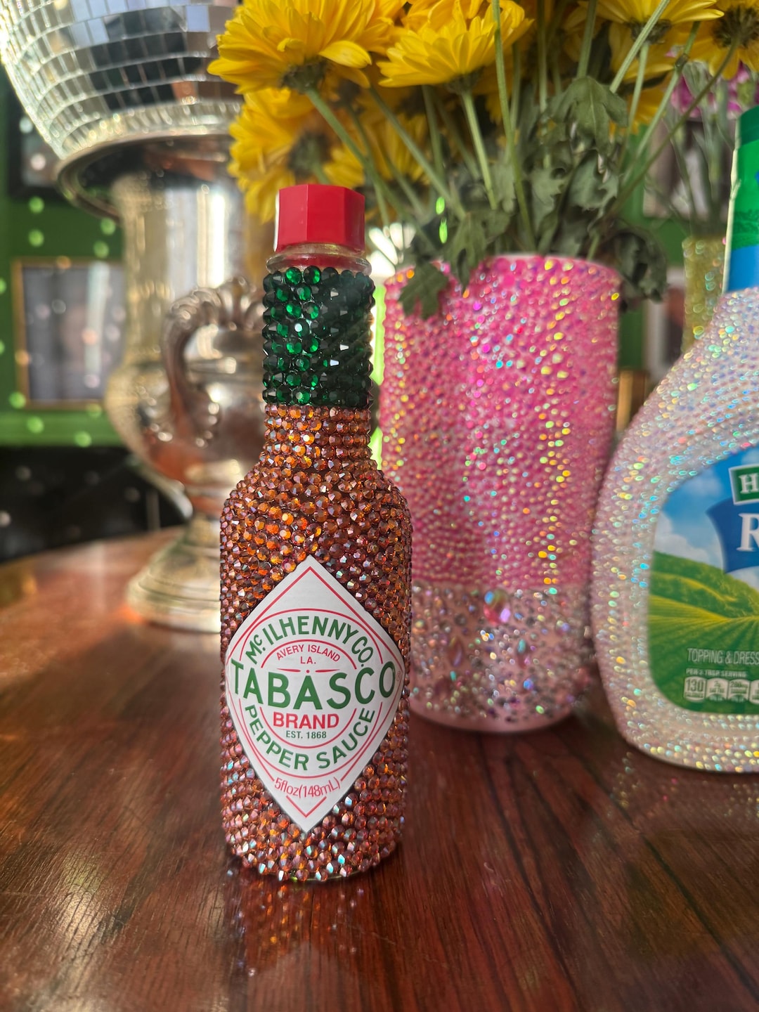 Bedazzled Tabasco Glass Bottle - Etsy
