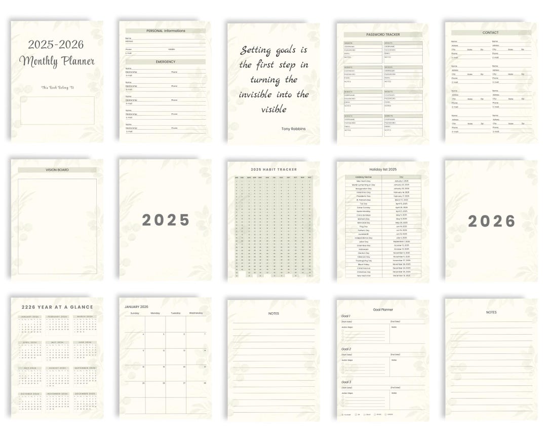2025-2026 Monthly Planner Printable | Two-year Calendar Planner ...