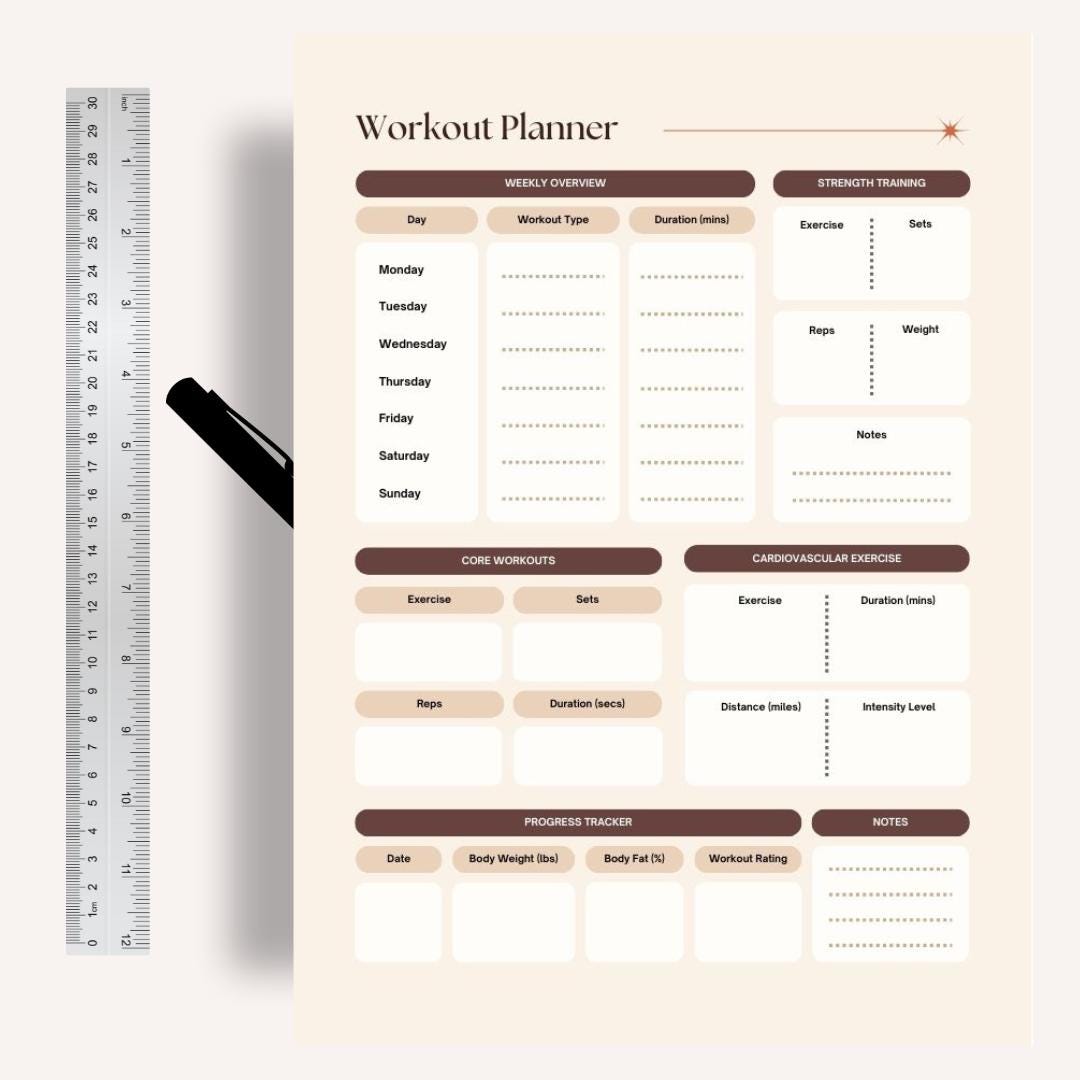 Weekly Fitness Planner Printable | Workout & Meal Tracker | Vitamin Log ...