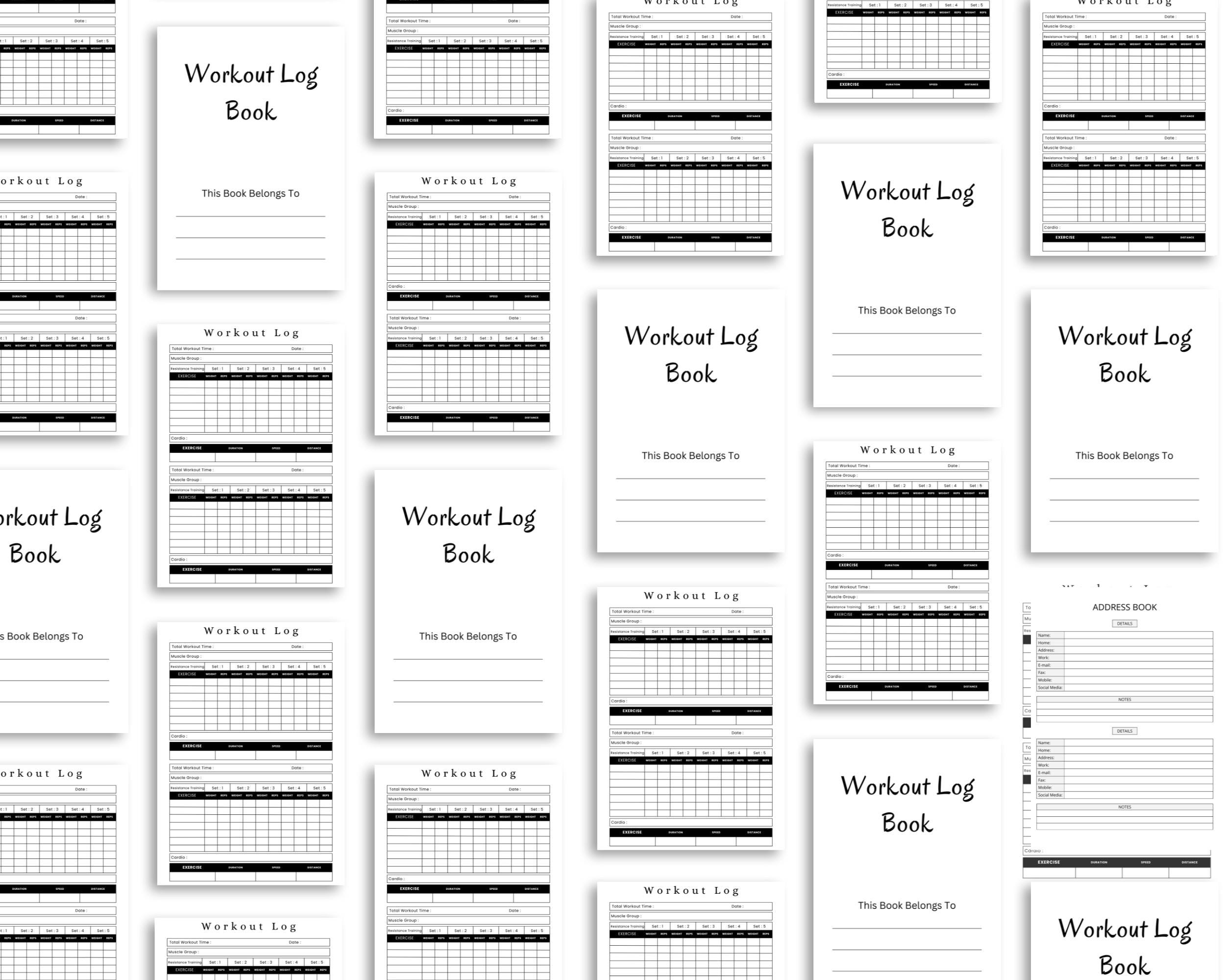 Printable Workout Log Book | Fitness Tracker Journal | Exercise Planner ...
