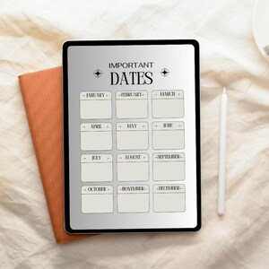 Important Dates List, Year at a Glance Calendar, Birthday & Anniversary ...