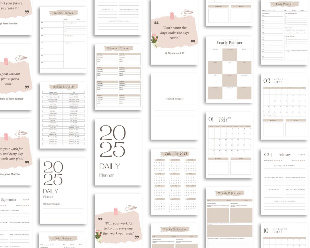 2025 Planner Printable | 365 Day Daily Planner | Minimalist ...