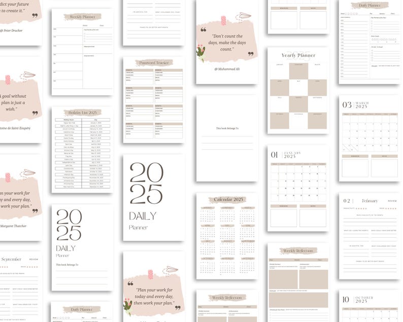 2025 Planner Printable | 365 Day Daily Planner | Minimalist ...