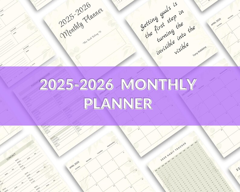 2025-2026 Monthly Planner Printable | Two-year Calendar Planner ...
